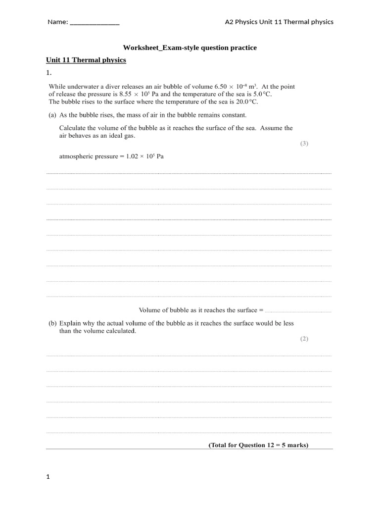 Worksheet Unit 11 Exam Practice | PDF