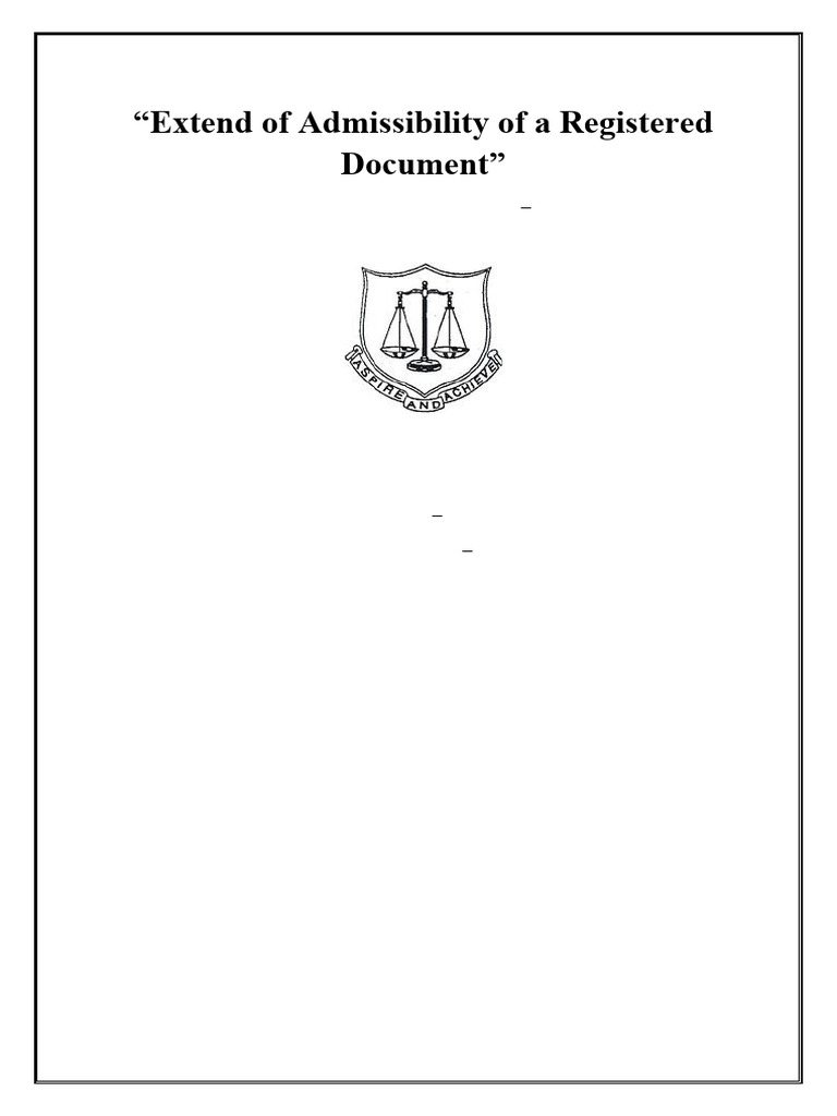 Admissibility of Registered Documents | PDF | Evidence (Law) | Deed