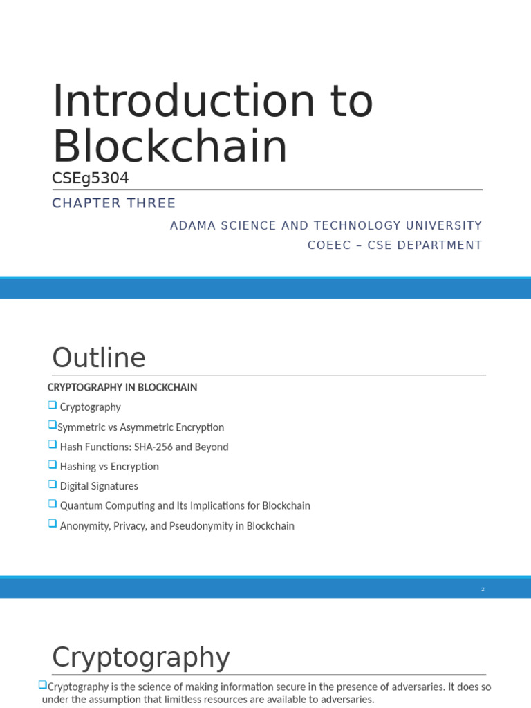 Introduction To Blockchain - Chapter 3 | PDF | Cryptography | Key (Cryptography)