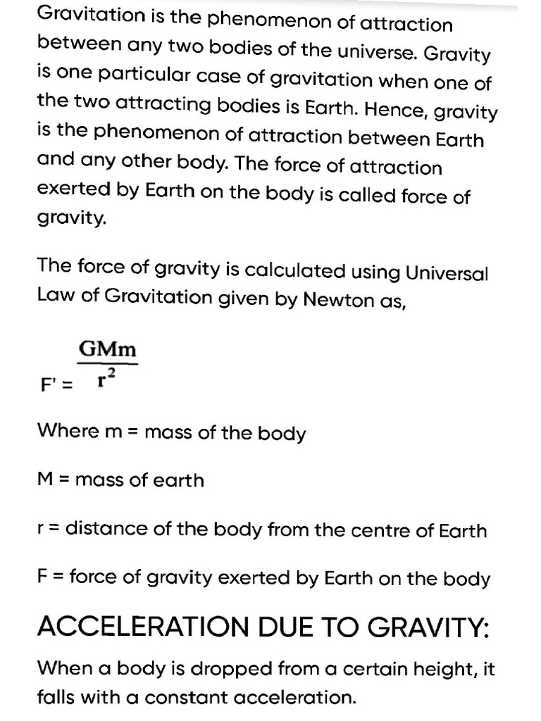 Class 9 Gravitation | PDF