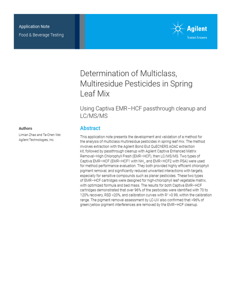 An Captiva Emr HCF 5994 4765en Agilent | PDF | Liquid Chromatography ...