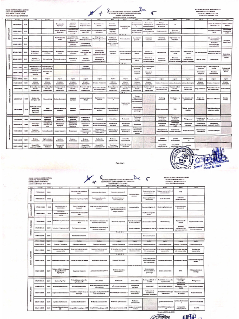 PLANNING RATTRAPAGE SEM3 HND2- BTS2 | PDF