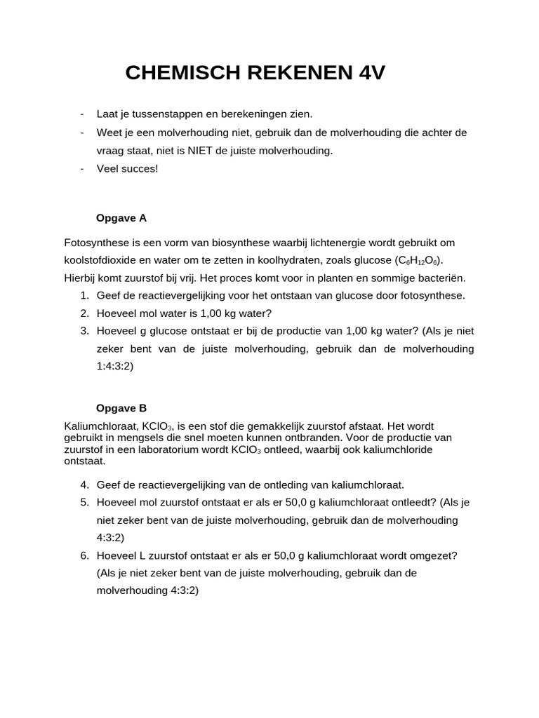 Oefenen Chem Rekenen | PDF
