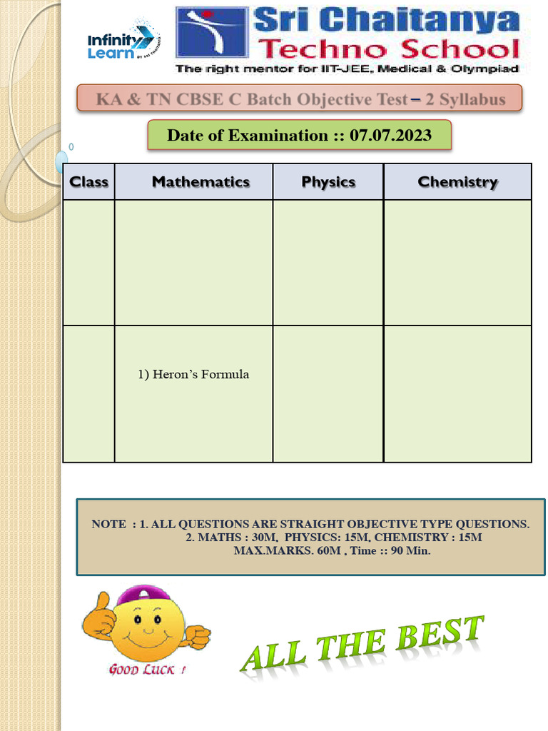 KA & TN CBSE C Batch Objective Test - 2 Syllabus | PDF