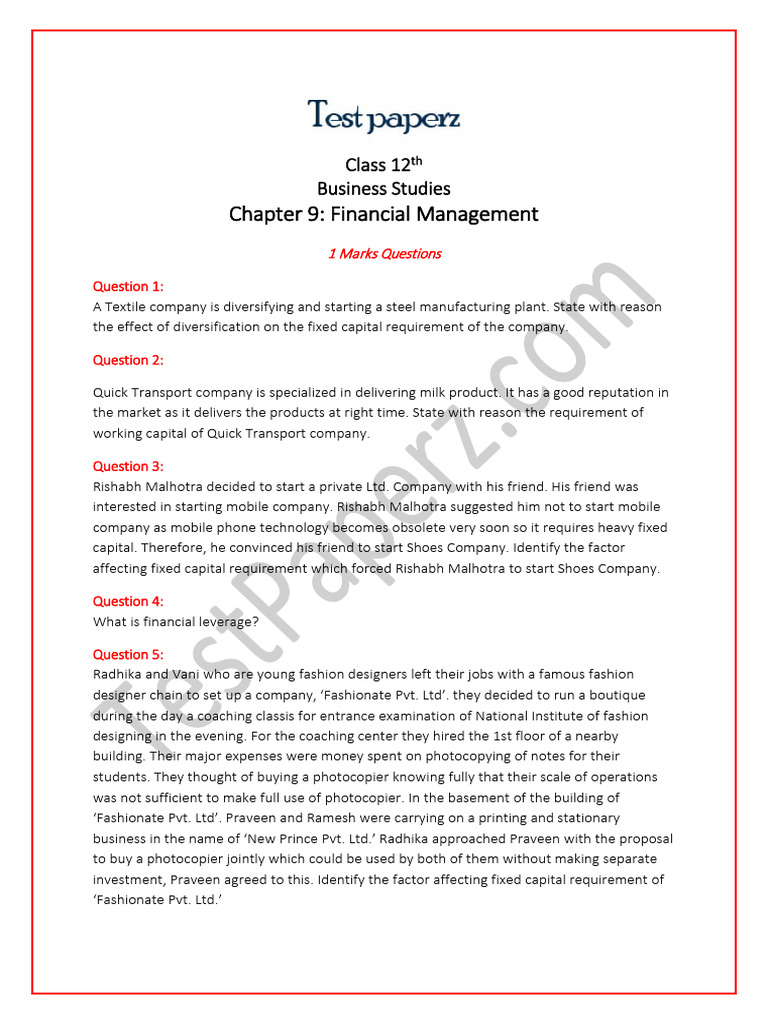 Financial Management Practice Paper 1 | PDF | Capital Structure | Economies