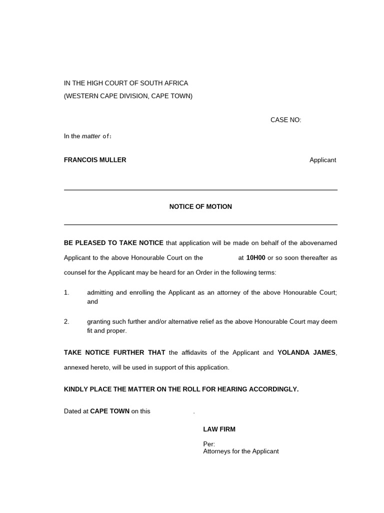 Notice of Motion Ex Parte HC | PDF