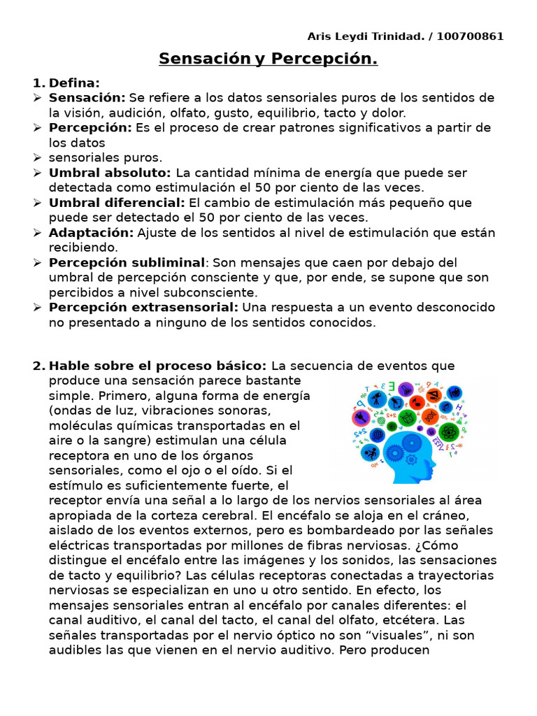 Sensacion y Percepcion | PDF | Percepción | Sentidos