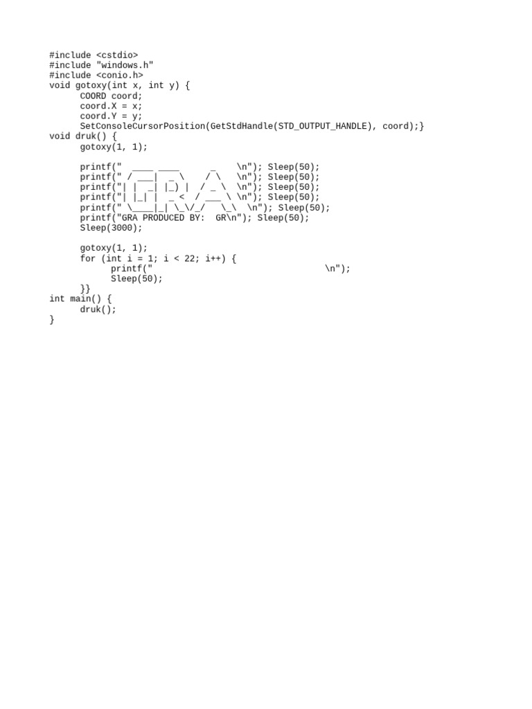 Console Animation in C++ Code | PDF
