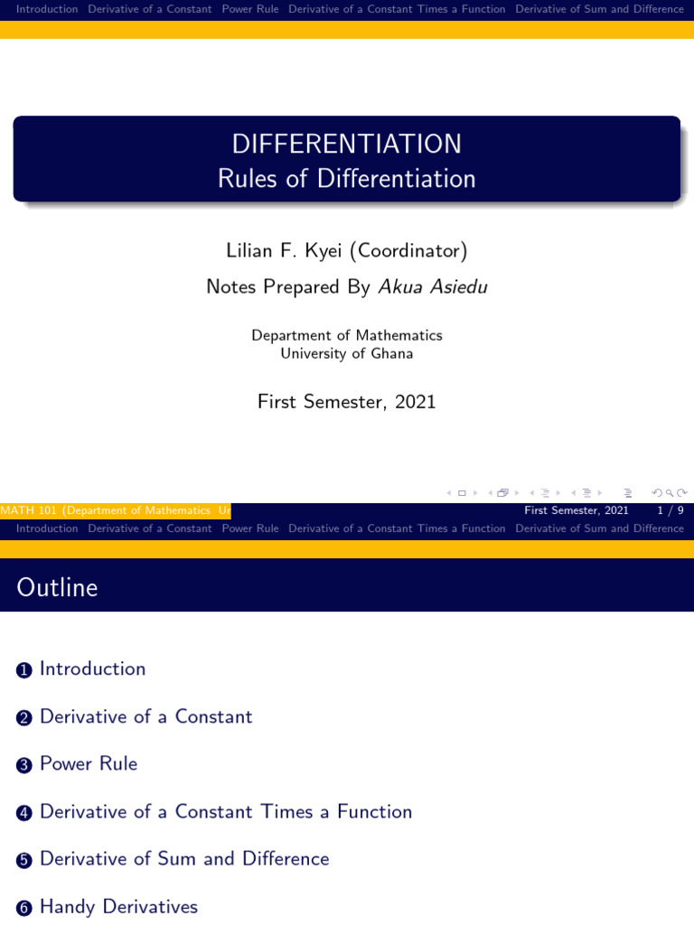 Rules of Differentiation | PDF | Derivative | Function (Mathematics)