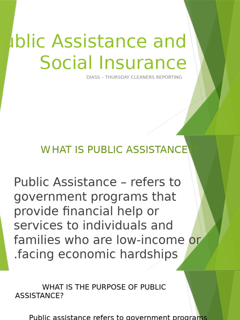 Public Assistance and Social Insurance | PDF