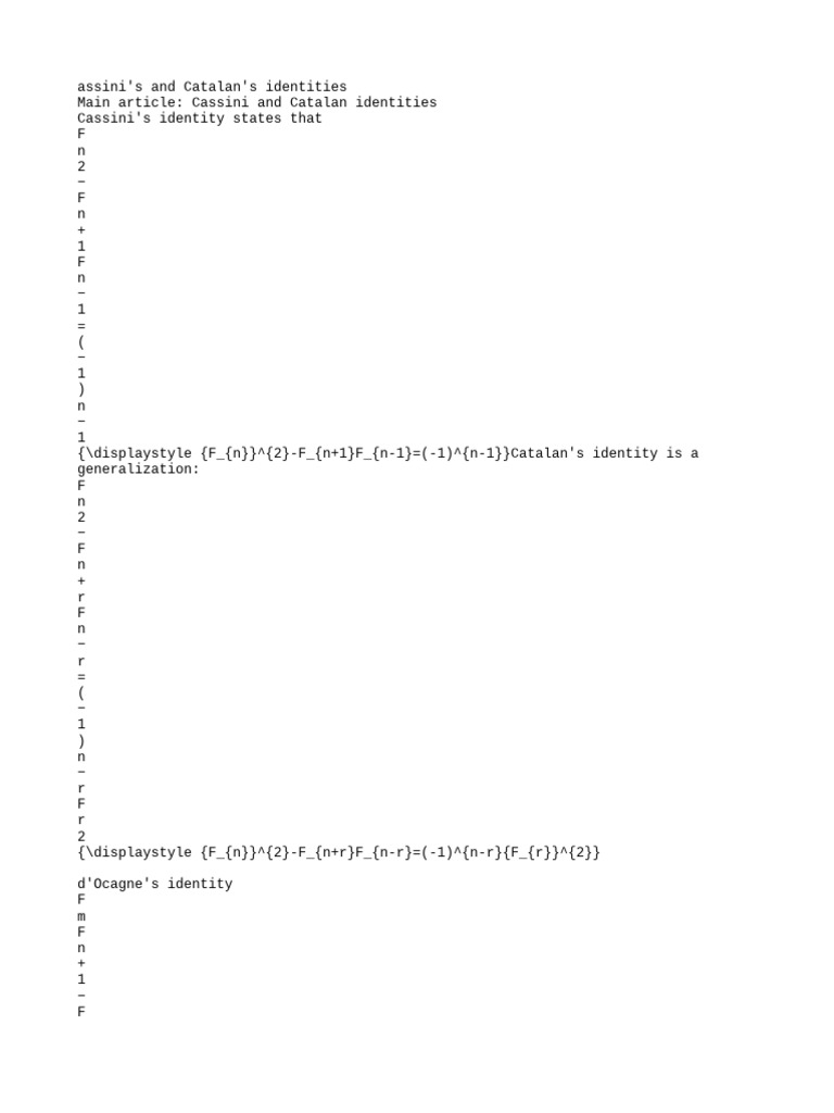 cassini identity | PDF | Functions And Mappings | Discrete Mathematics