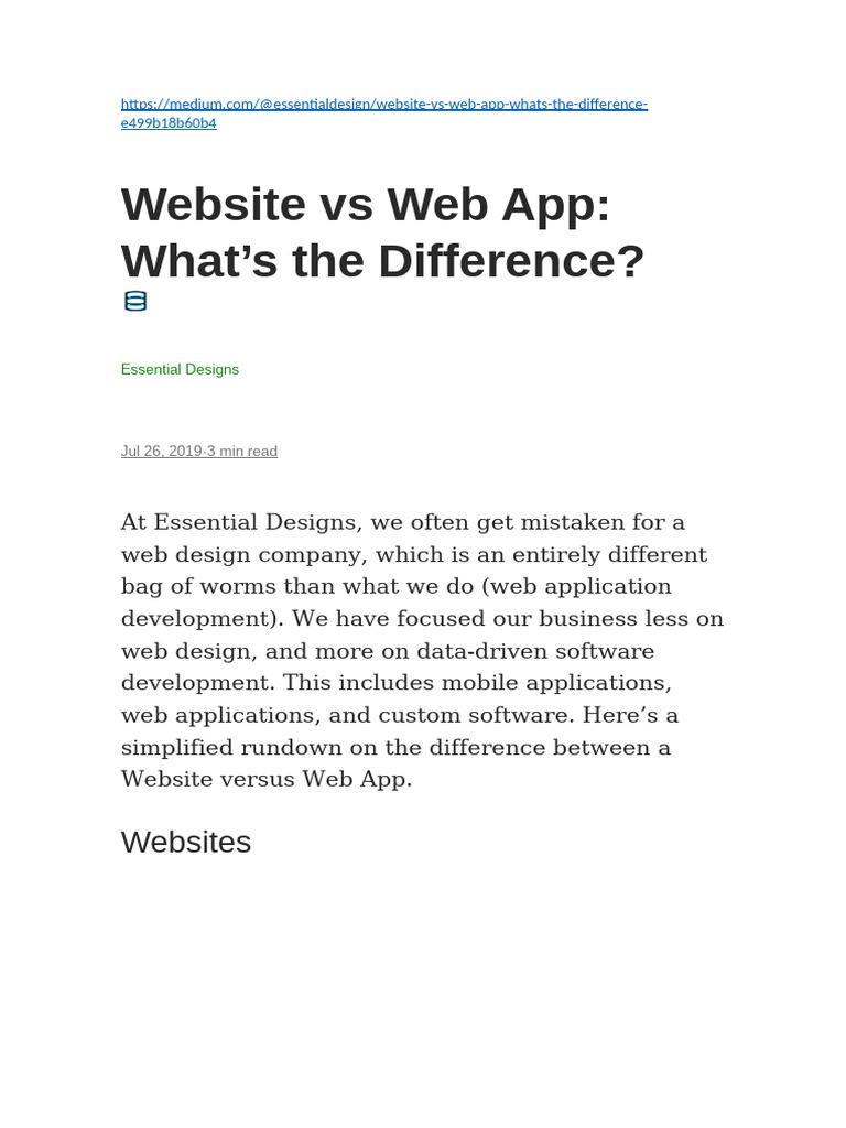 Website Vs Web App What's The Difference | PDF | Websites | World Wide Web