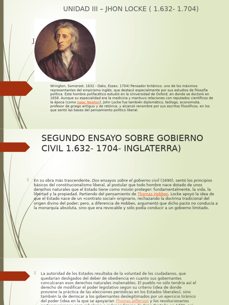 Filosofia Del Estado - Clase Iii - Jhon Locke | PDF | John Locke ...