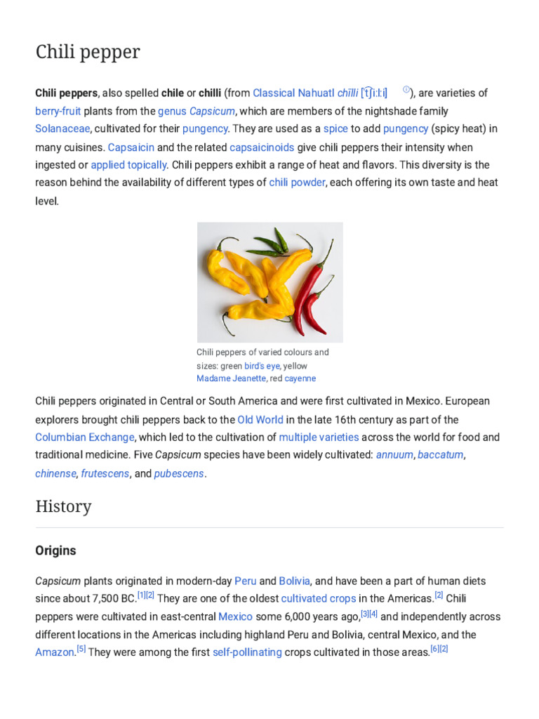 Chili Pepper Cultivation and History | PDF | Chili Pepper | Capsicum