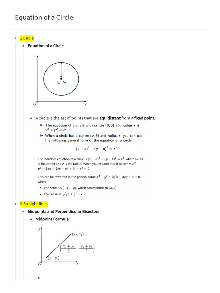 Equation of A Circle | PDF