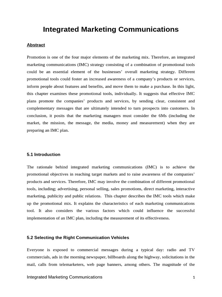Integrated Marketing Communications | PDF | Marketing Communications ...