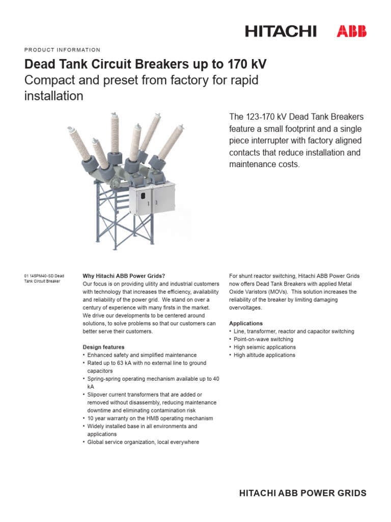 Hitachi Dead Tank Circuit Breakers Overview | PDF | Electrical ...