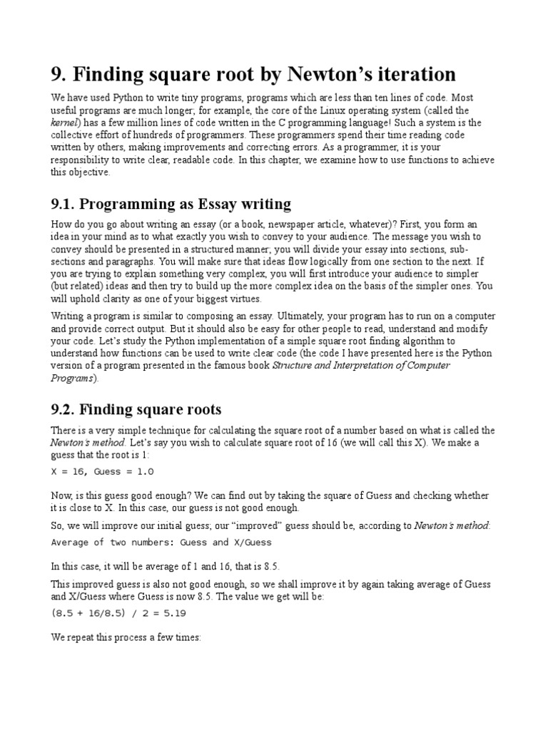 Finding Square Root by Newton's Iteration - An Introduction To Python ...
