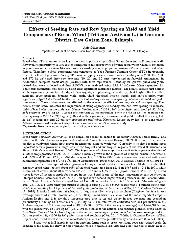 35408-38440-1 SR and Row Spacing On DH | PDF | Wheat | Sowing