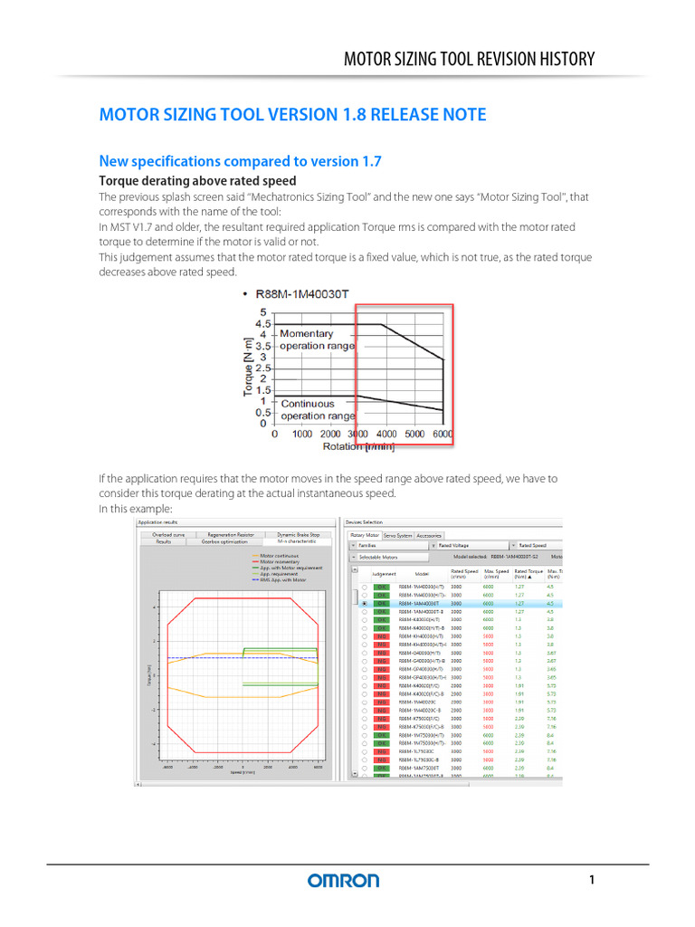 MOTOR SIZING TOOL VERSION 1.8 Version History | PDF | Power Supply | Electric Motor