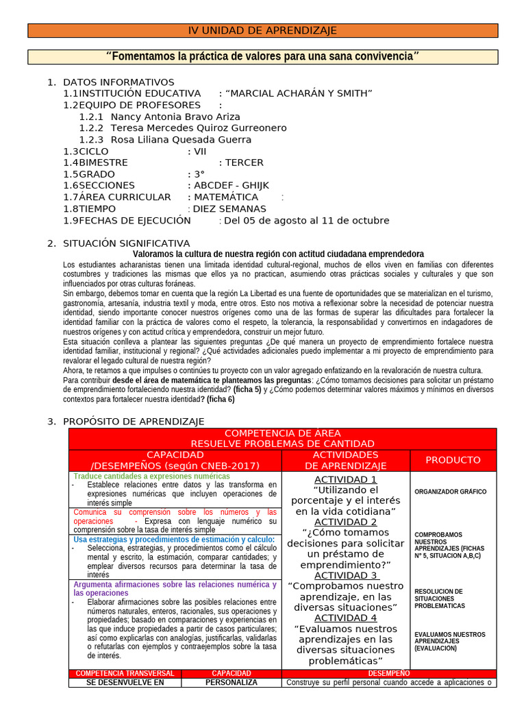 Unidad de Aprendizaje | PDF | Evaluación | Aprendizaje