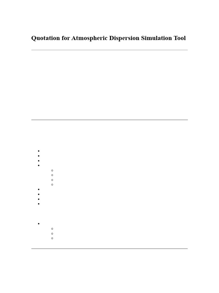 Quotation for Atmospheric Dispersion Simulation Tool | PDF | Simulation | Graphical User Interfaces