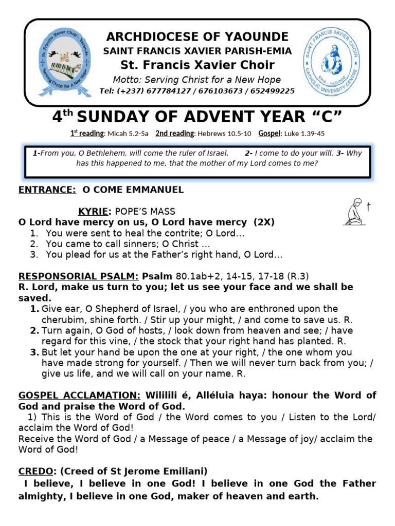 4th Sunday of advent Yr C 2021 | PDF | God The Father | Lord's Prayer