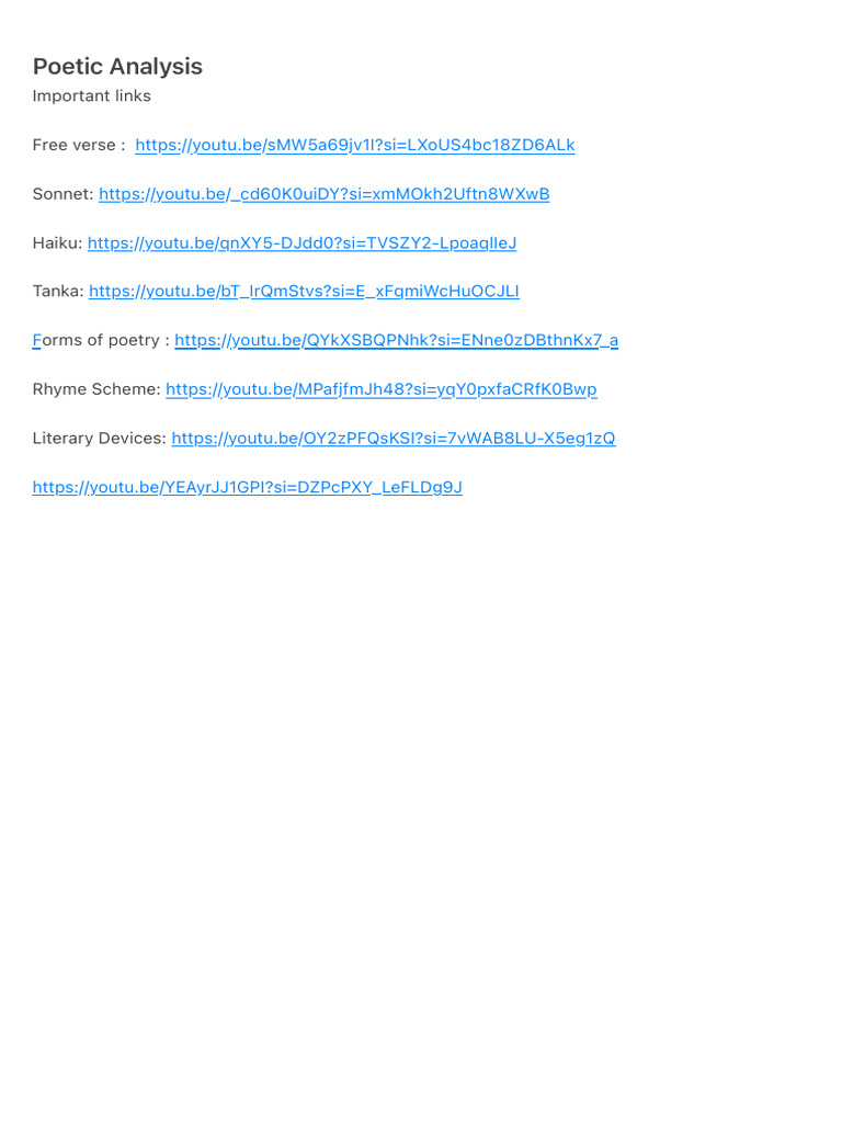 Poetic Forms and Analysis Resources | PDF