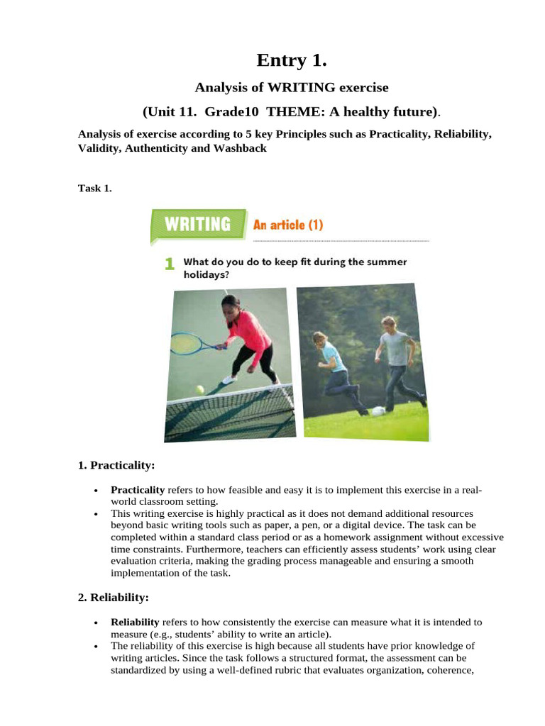ENTRY 1. Analysing Exercise Dildora | PDF | Educational Assessment | Education Theory