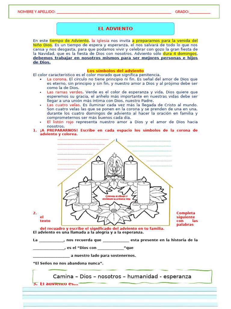 Ficha Religion-El Adviento | PDF | Adviento | Amor