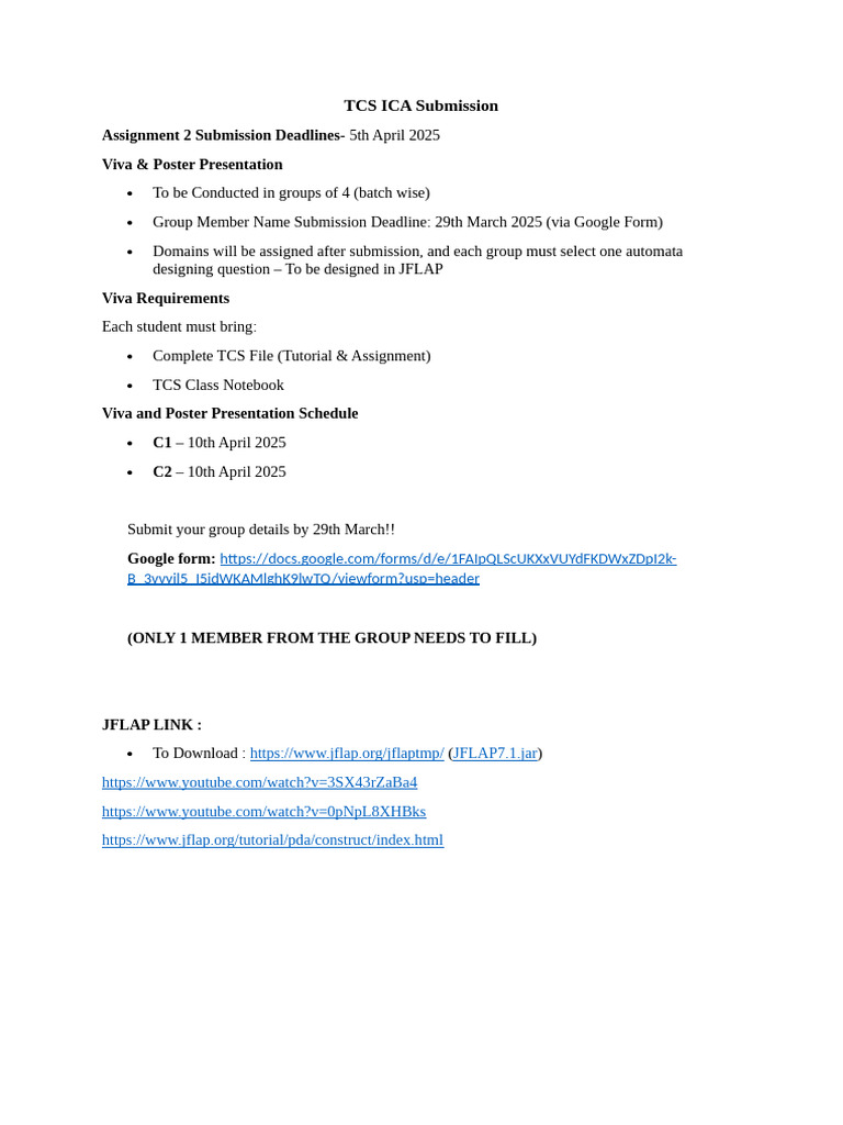 TCS Assignment 2 Submission Details | PDF