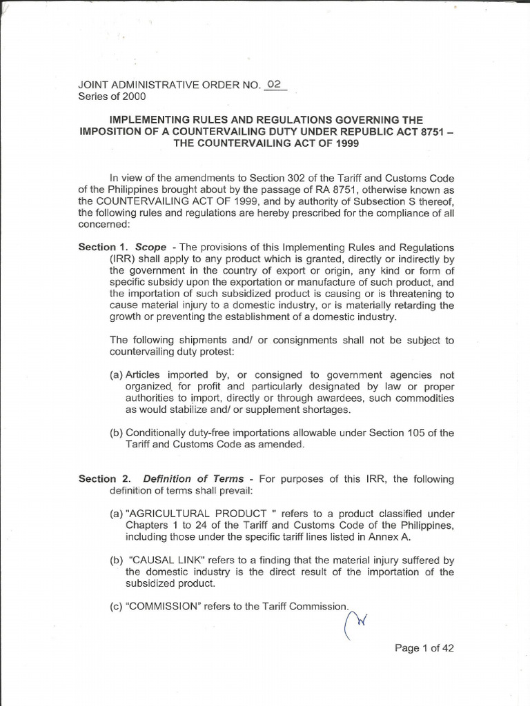 IRR RA 8751 (Countervailing) | PDF