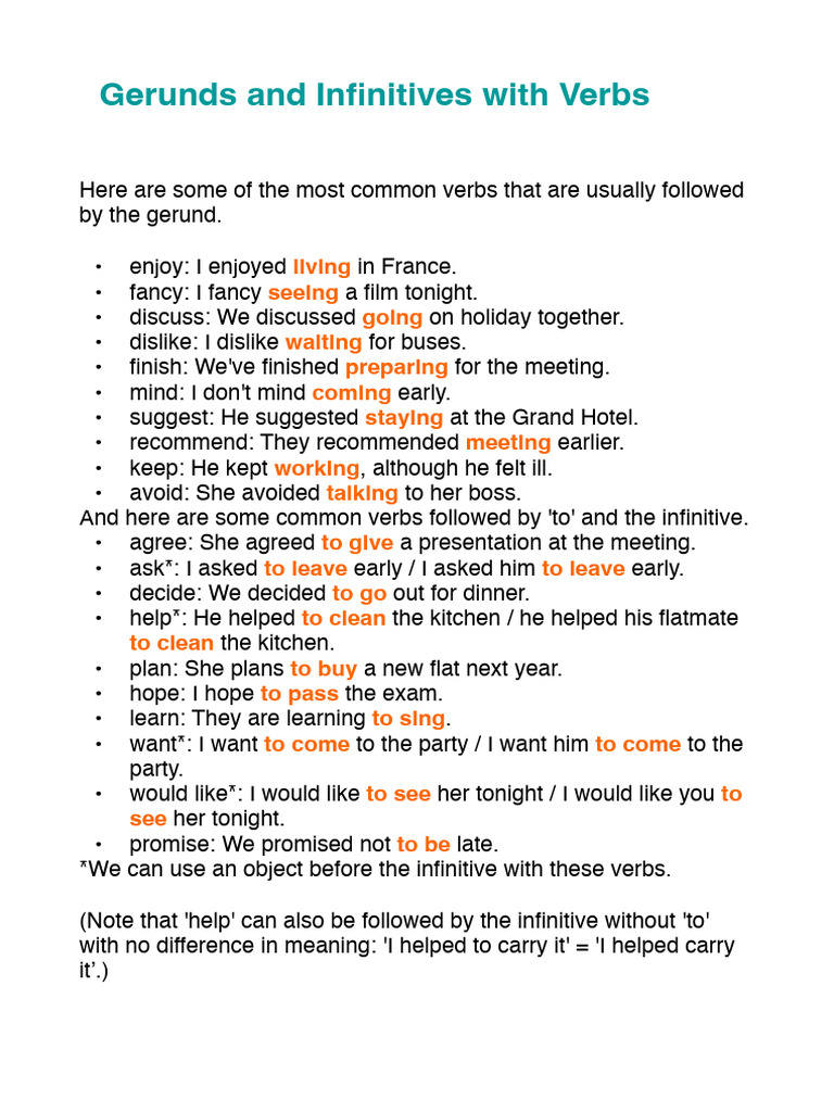 Gerunds vs Infinitives in English Verbs | PDF