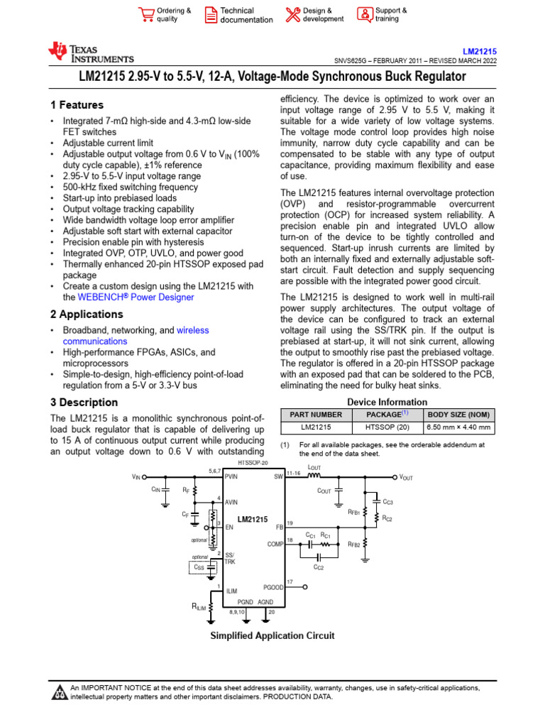 LM21215 Datasheet | PDF | Amplifier | Electrostatic Discharge