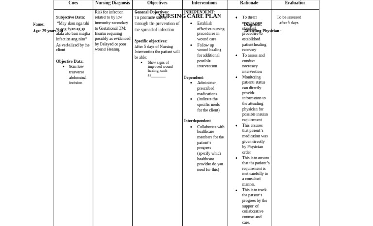 1 FINAL NCP Risk For Infection | PDF | Nursing | Patient