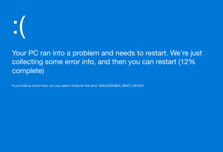 Windows 8 BSOD: INACCESSIBLE_BOOT_DEVICE | PDF