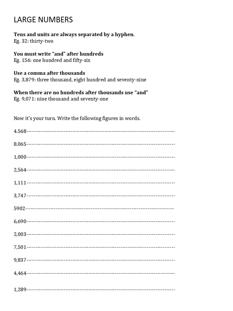 Writing Large Numbers in Words | PDF