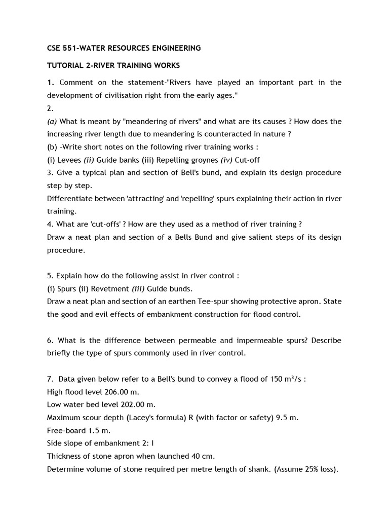 CSE 551 Tutorial On River Training Works | PDF | Levee | River