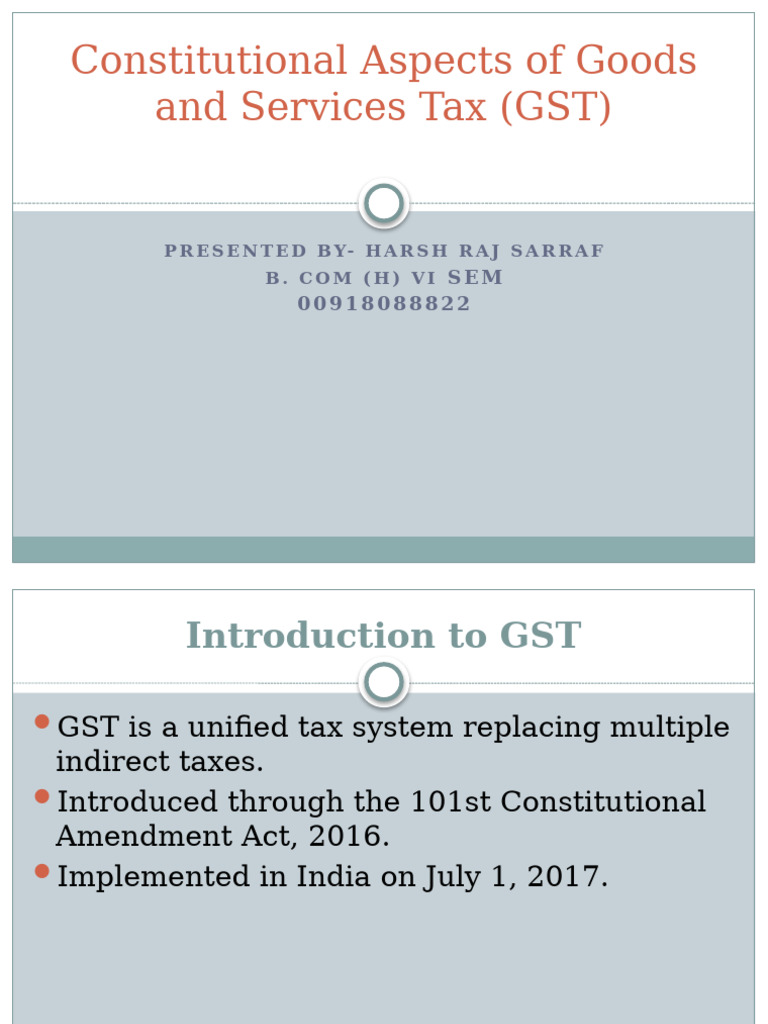 Constitutional Aspects of GST in India | PDF