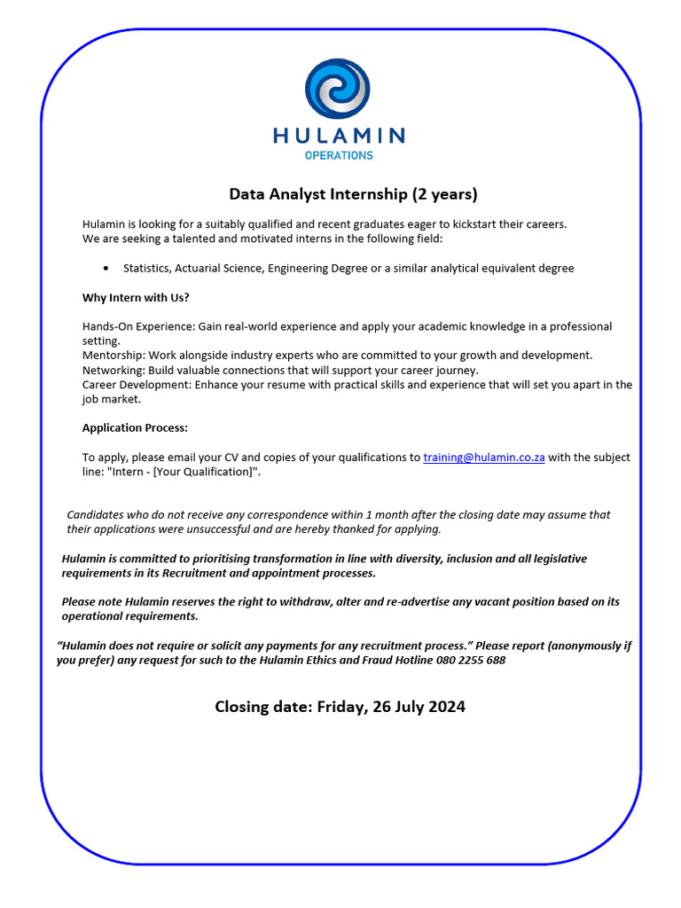 Intern Advert Data Analyst | PDF