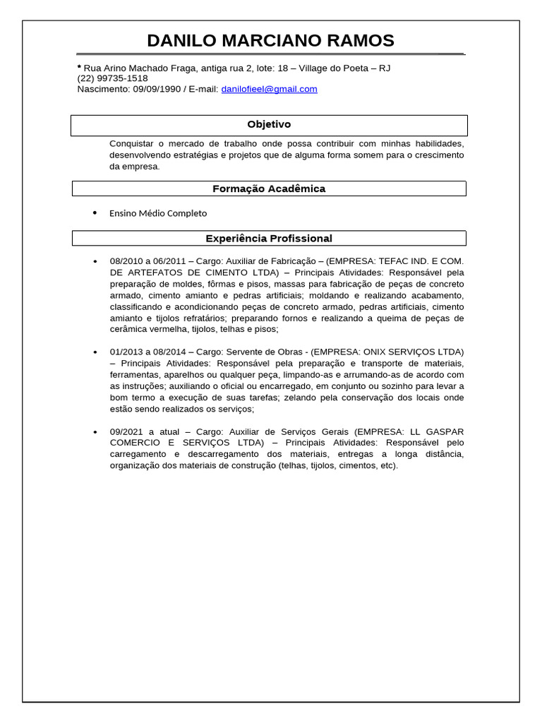 Curriculo Danilo | PDF