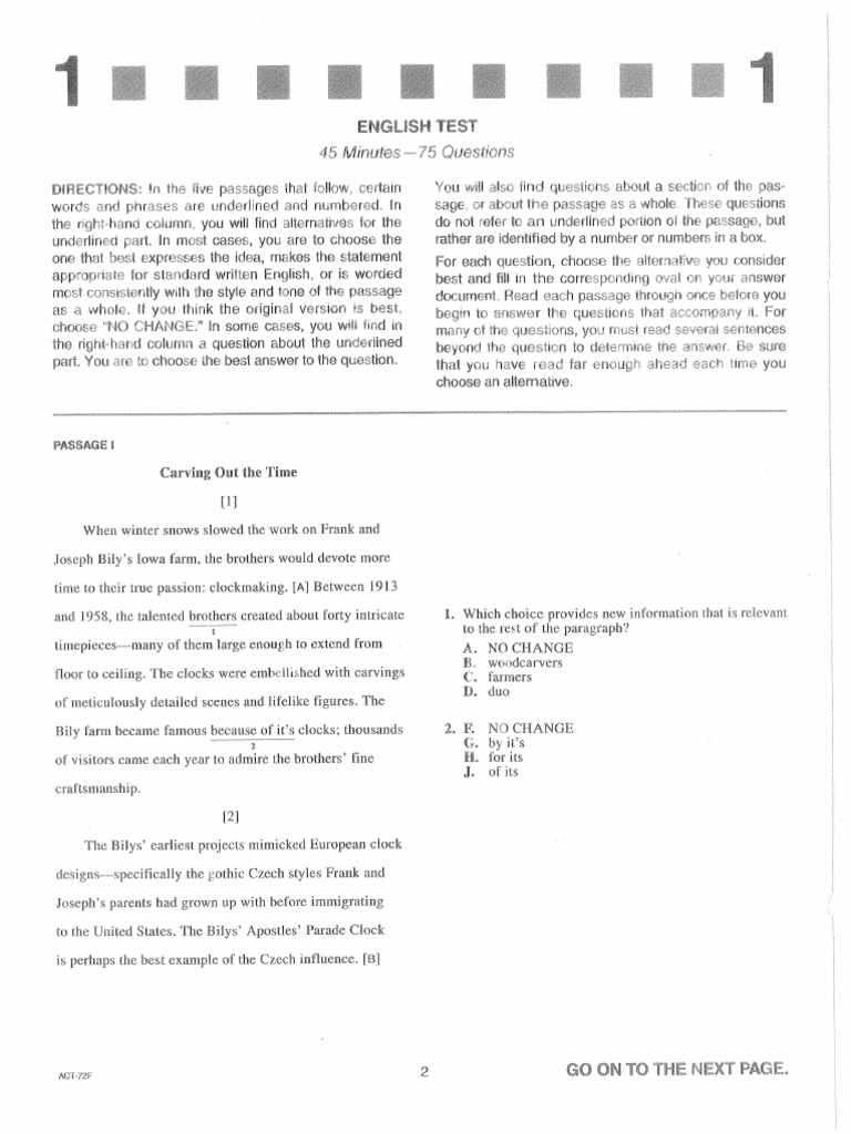 Act Test 7 | PDF