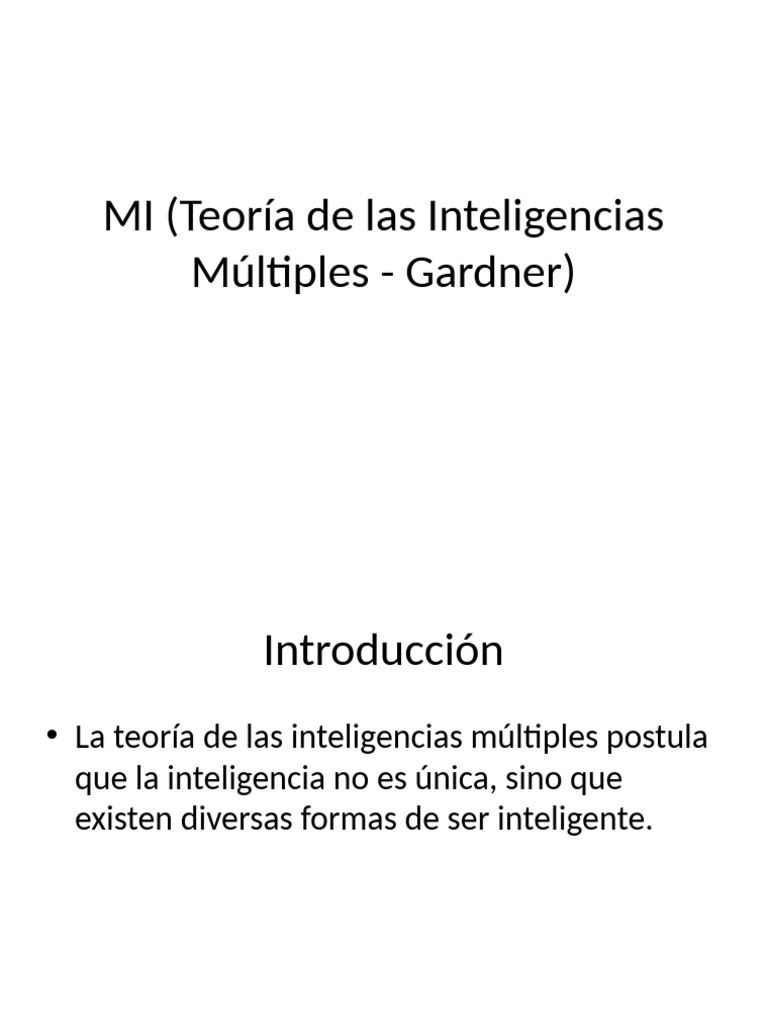 MI (Teoría de Las Inteligencias Múltiples - Gardner) | PDF
