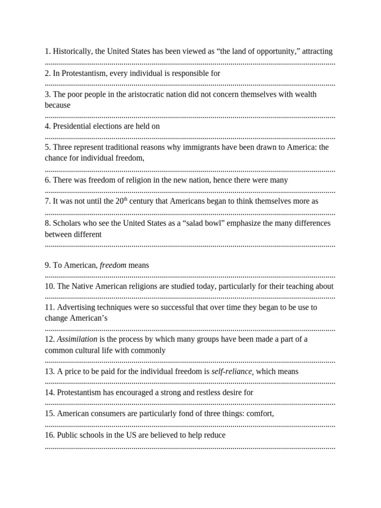 Revision - AMERICAN CULTURE - 2 | PDF | Protestantism | The United States