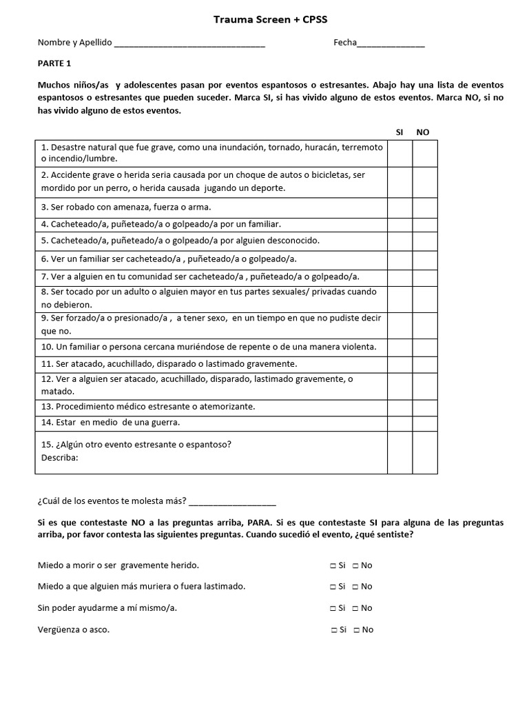 Trauma Screen+CPSS - REVISADO | PDF
