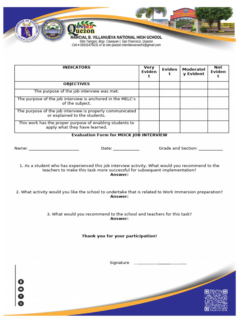 Job Interview Evaluation | PDF | Job Interview | Human Communication