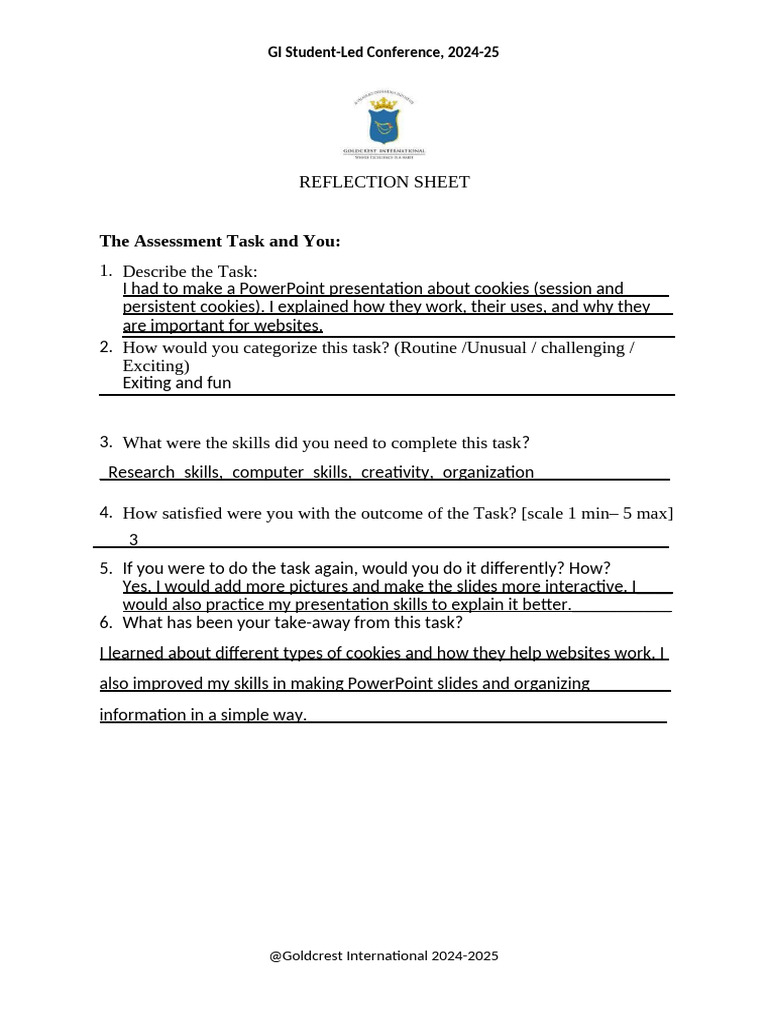 Reflection Sheet | PDF