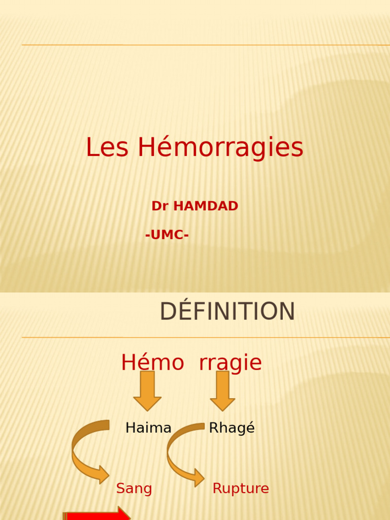 Types d'hémorragie et leurs conséquences | PDF | Saignement | Maladies ...
