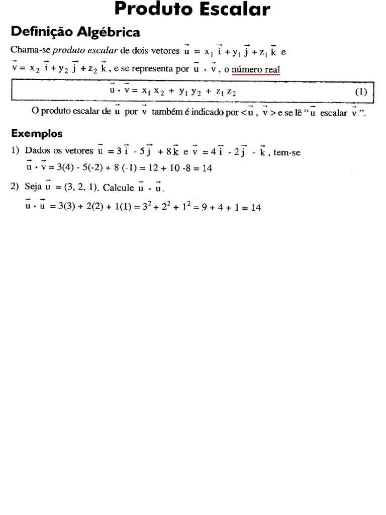 Produto Escalar (Parte 1) | PDF