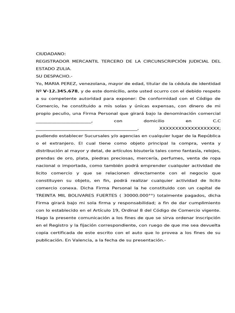 Modelo de Firma Personal en Zulia | PDF